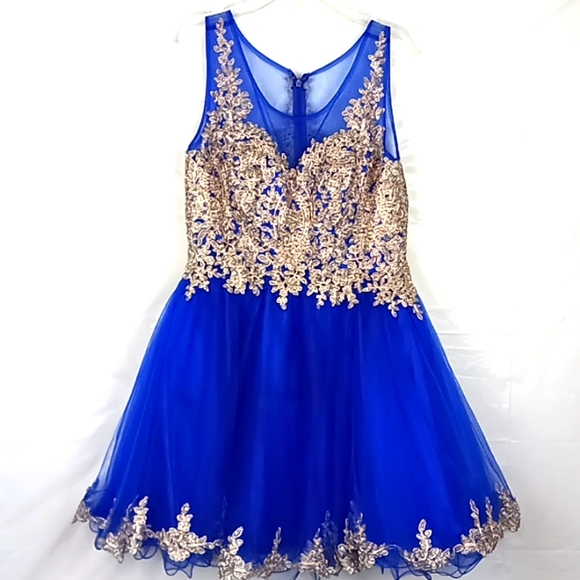 Fiesta Fashion | Dresses | Royal Blue And Gold Formal Dress | Poshmark
